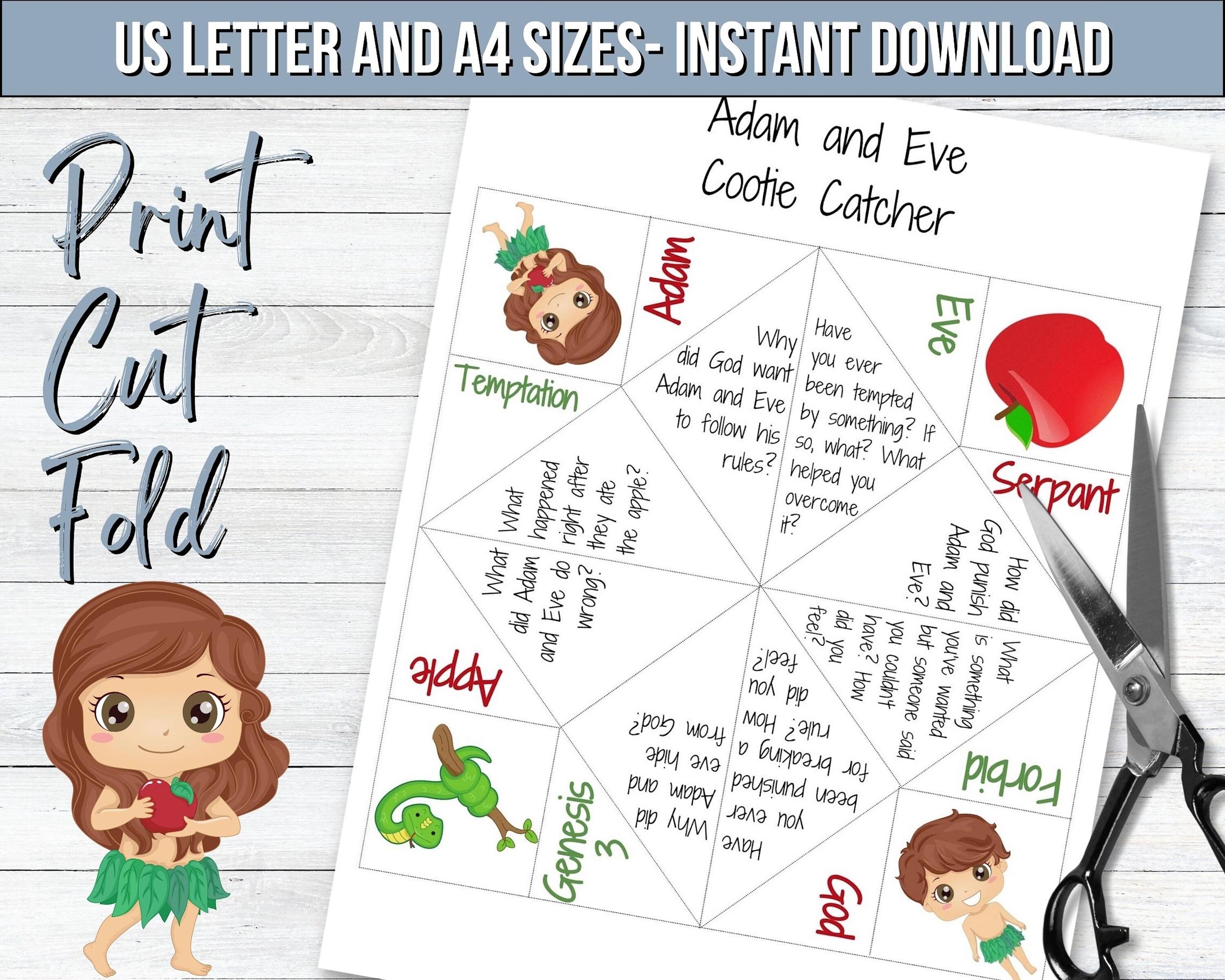 Adam and Eve Cootie Catcher: Bible Story Paper Craft (PDF) - Etsy