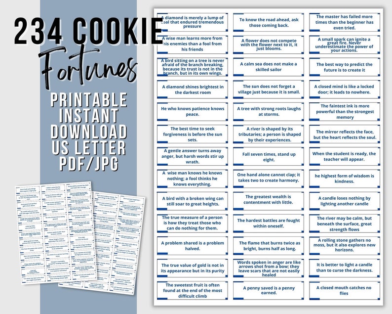 Printable Fortune Cookie Fortunes: Funny Inspirational Quotes (PDF) - Etsy