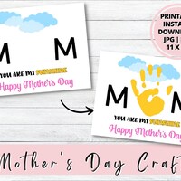 Mothers Day Handprint Craft Printable Card, Mothers Day Keepsake ...