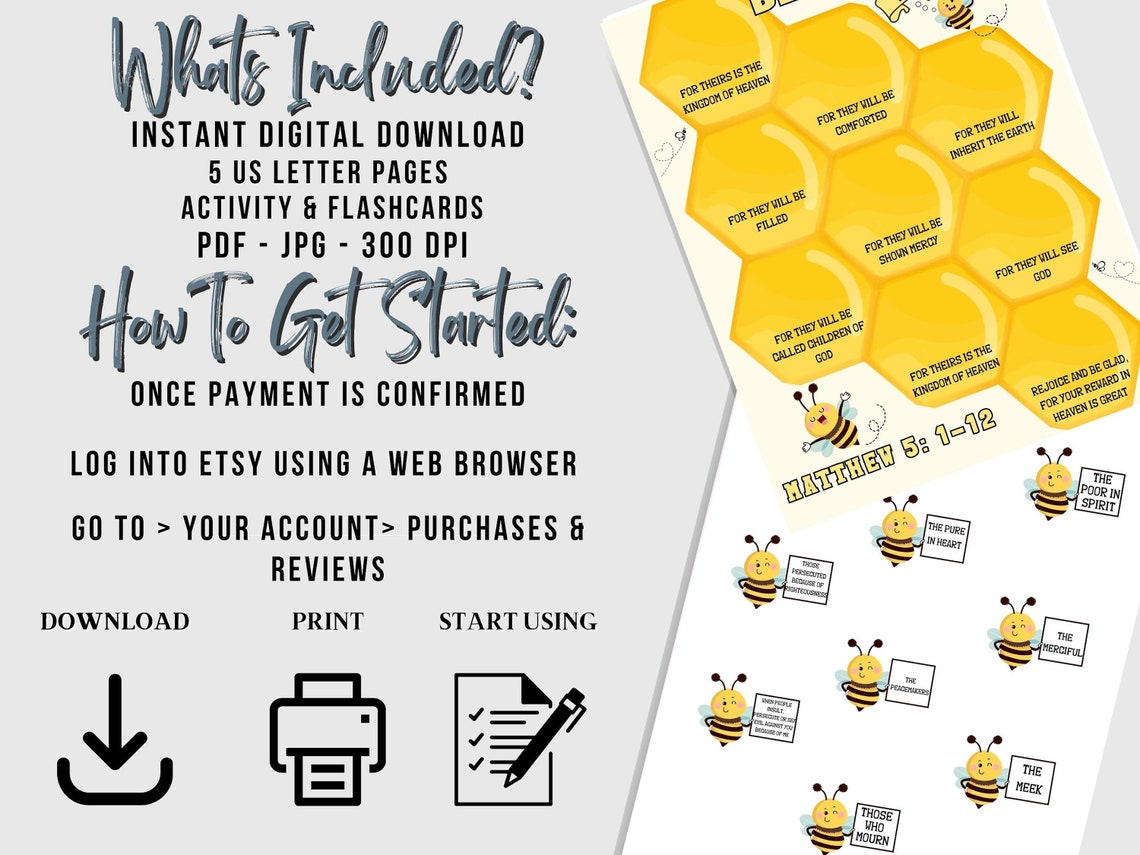 The Beatitudes Matching Game & Printable Flashcards - Etsy Canada