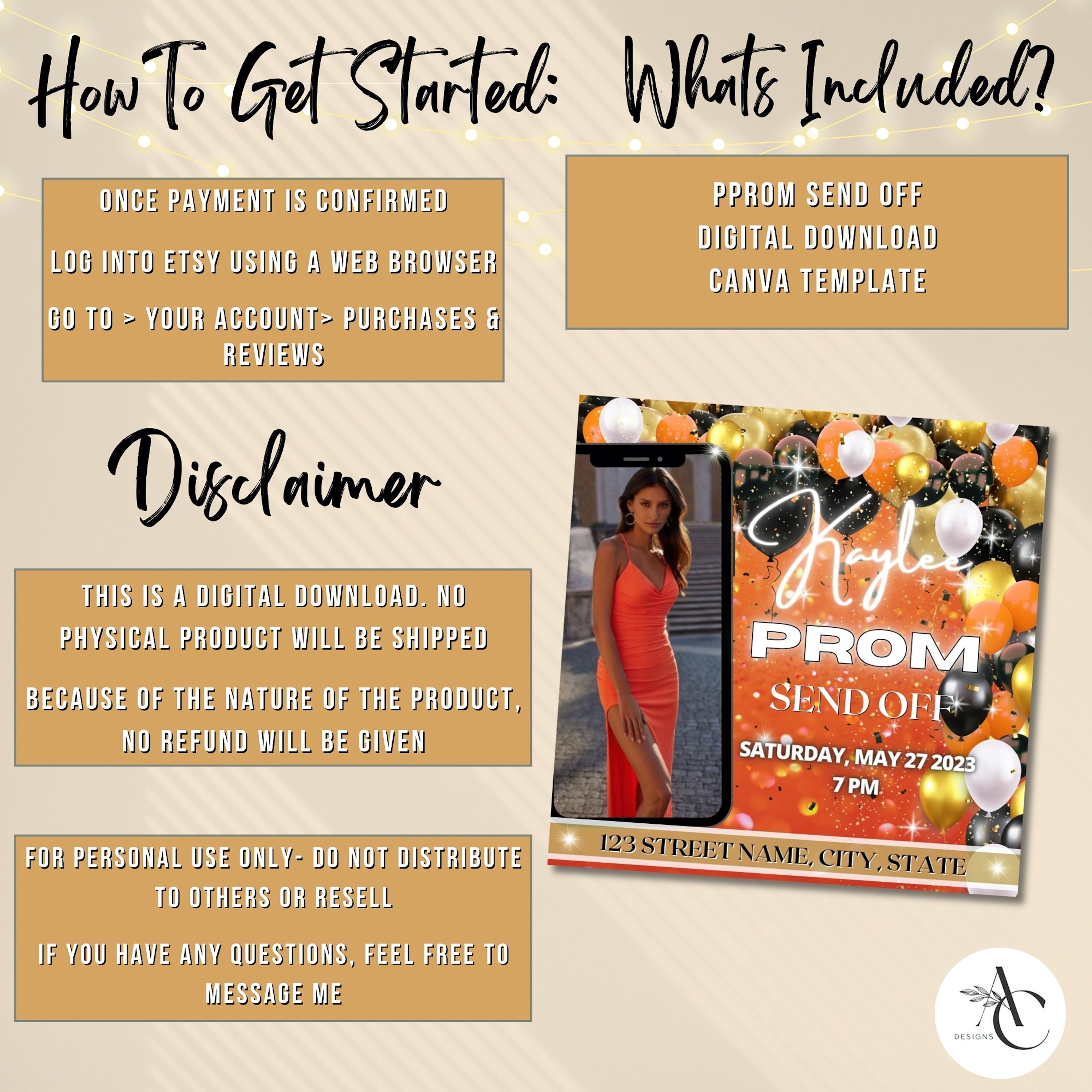 Editable Prom Send off Flyer Canva Template for Prom Night, Printable ...