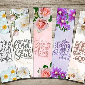 Floral Bible Verse Bookmarks: Scripture Watercolor Set (digital ...