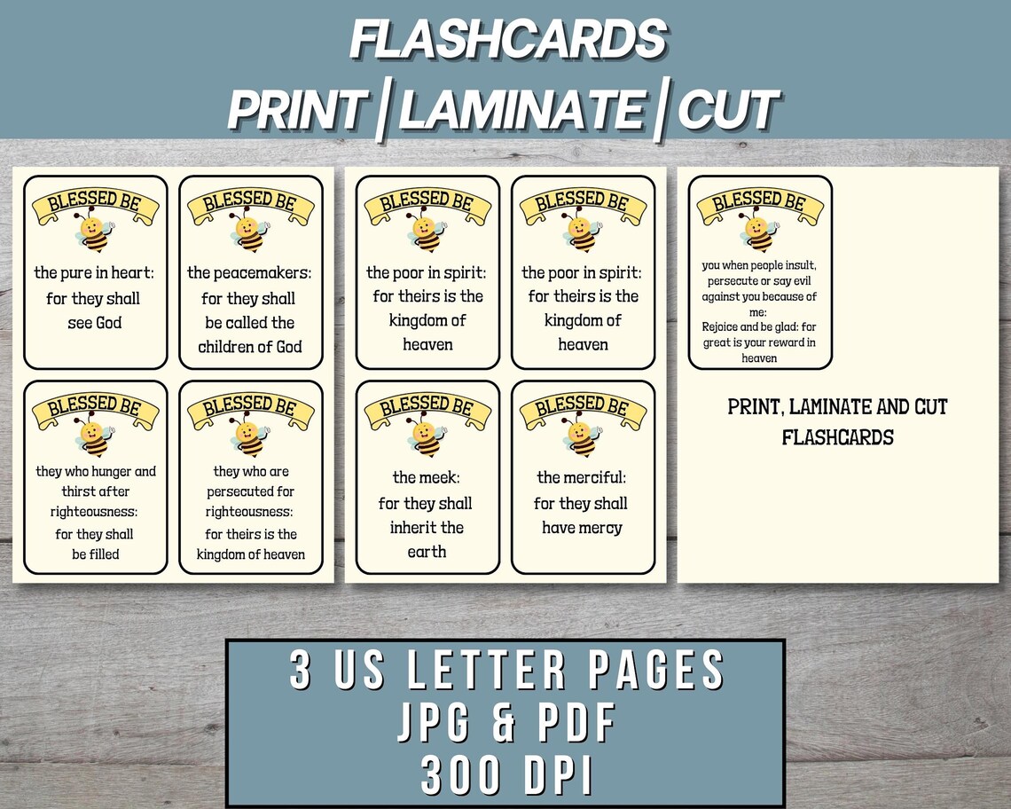 The Beatitudes Matching Game & Printable Flashcards - Etsy Canada