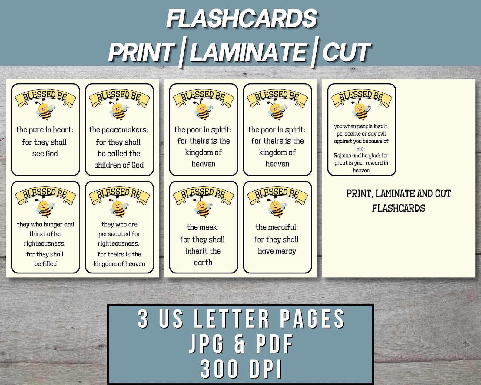 Beatitudes Matching Game: Homeschool Bible Study (printable Flashcards ...