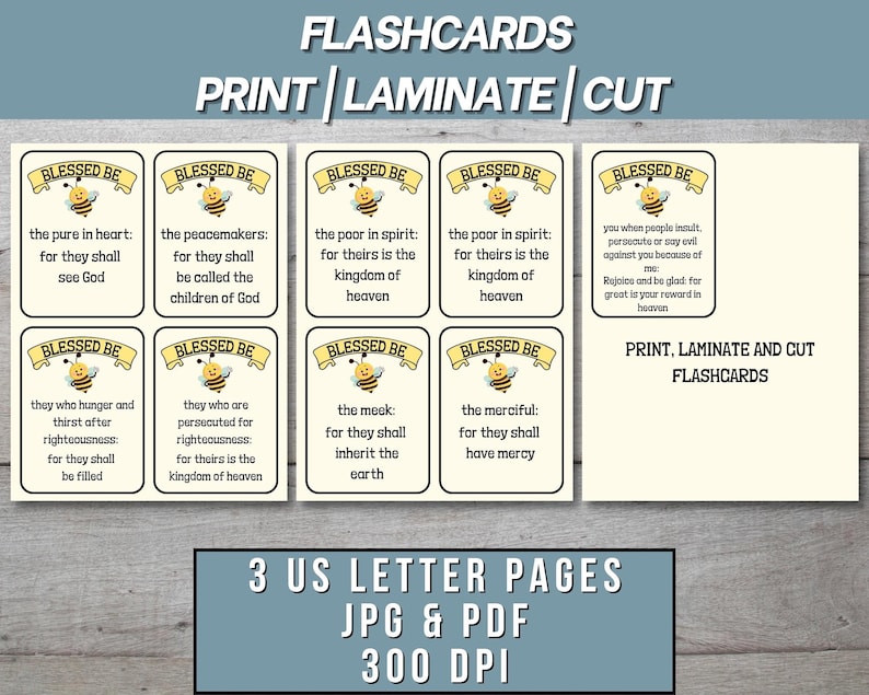 Beatitudes Matching Game: Homeschool Bible Study (printable Flashcards ...