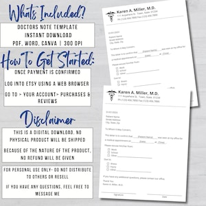 Editable Doctor's Excuse Template: Printable Medical Note (PDF, Word ...
