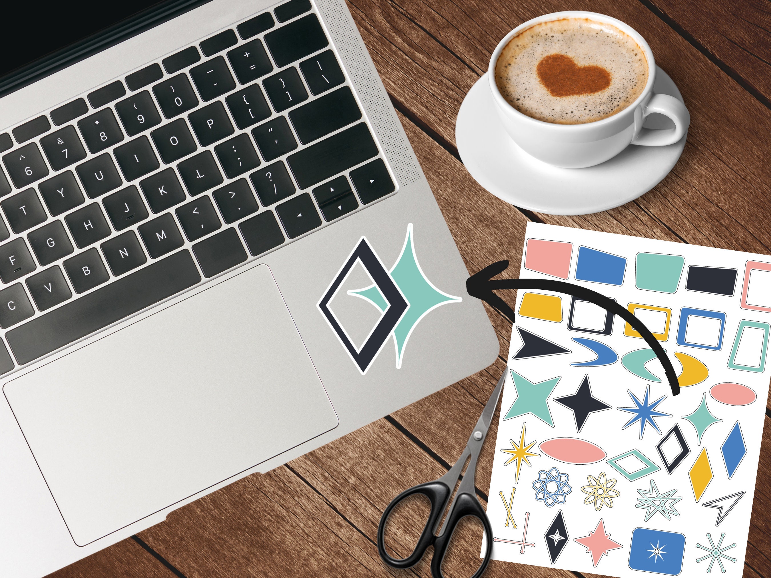 Printable Mid Century Modern Stickers for Planner & Crafts, Retro ...