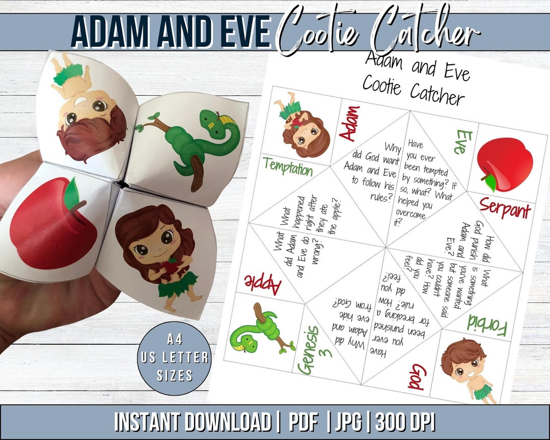 Adam and Eve Cootie Catcher: Bible Story Paper Craft (PDF) - Etsy