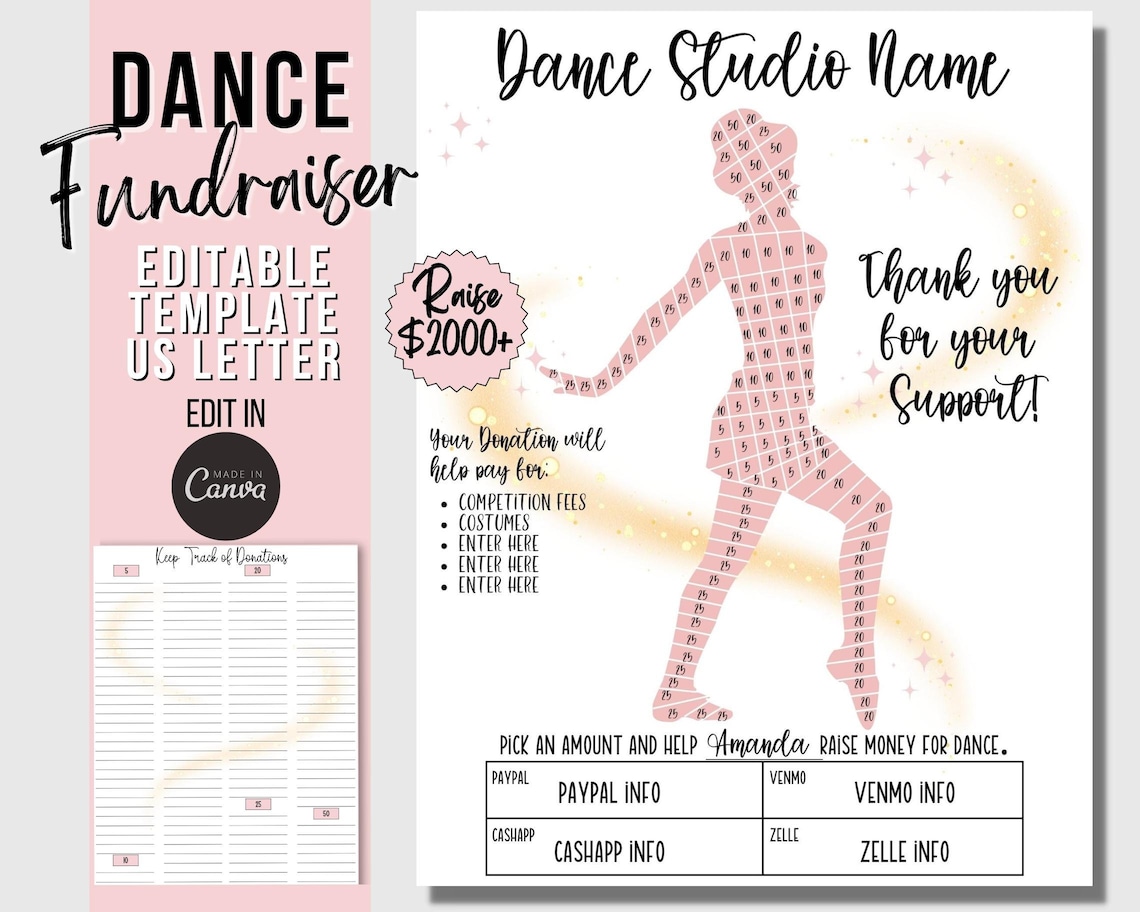 Dance Fundraiser Canva Template: Editable Team Flyer (digital Download ...
