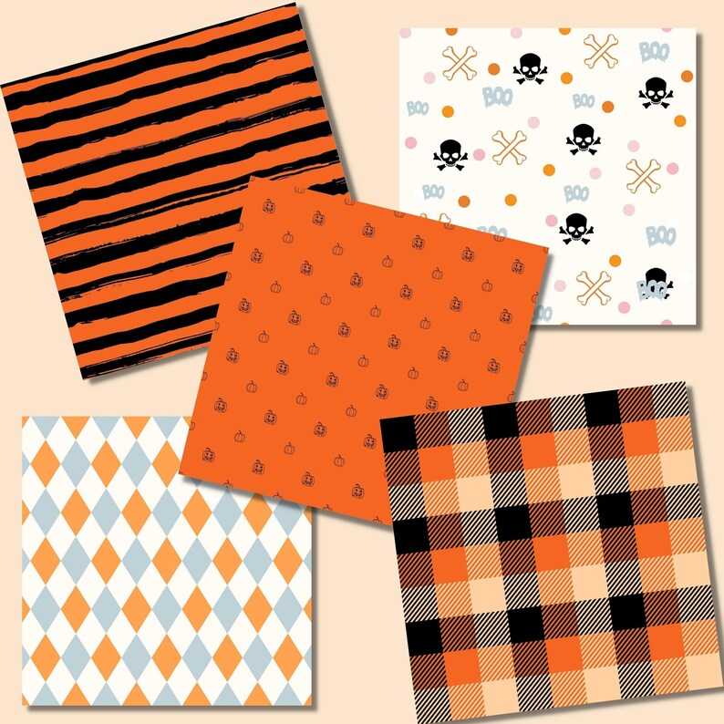 Pastel Halloween Digital Paper Pack, Seamless Patterns (PDF) - Etsy