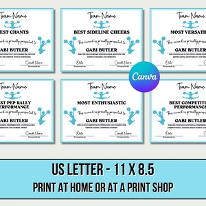 Cheer Awards Certificate Template: Editable Cheerleading Team Gifts ...