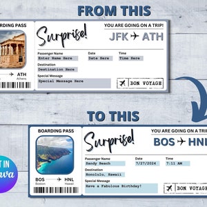 Surprise Trip Reveal, Boarding Pass Template Instant Download, Editable ...