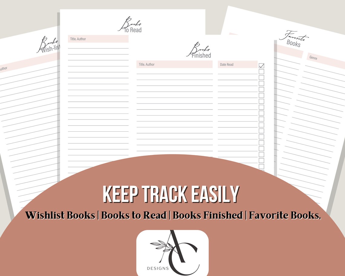 Reading Log Printable Journal, Book Review Journal, Bookshelf Book ...