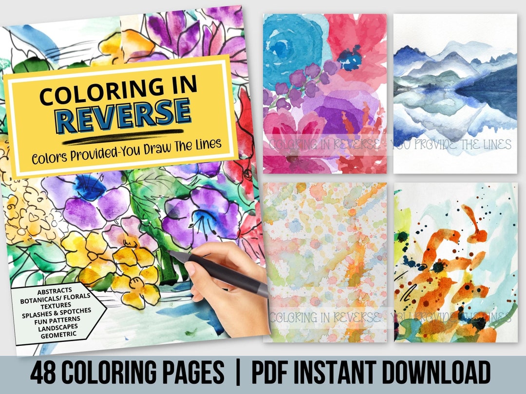 Reverse Watercolor Coloring Book: Abstract Designs for Stress Relief ...