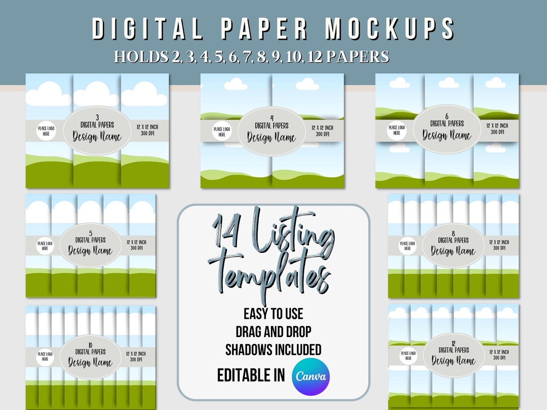 Digital Paper Mockup Editable Template, Etsy Listing Mockup Bundle ...