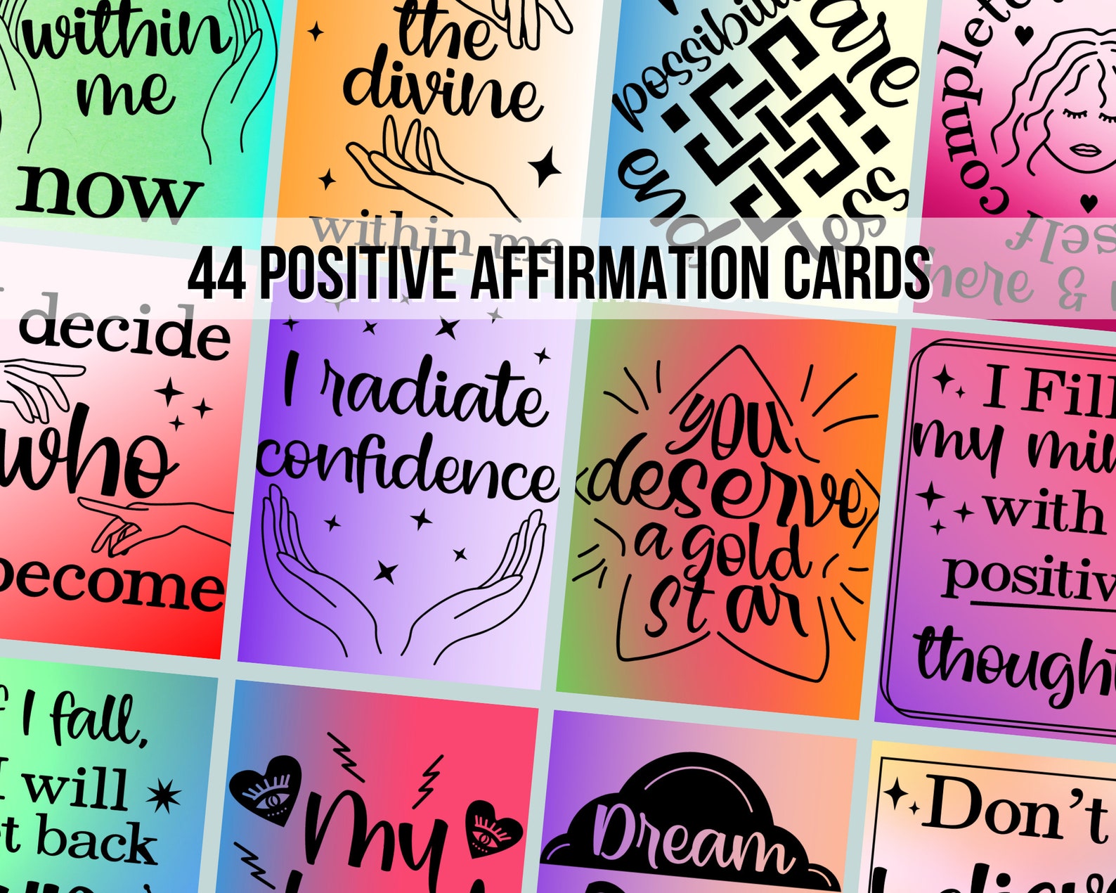 Printable Daily Positive Affirmation Cards for Self Love Healing ...
