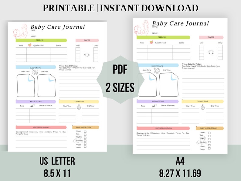 Printable Baby Care Tracker Log for New Mom Nanny or - Etsy