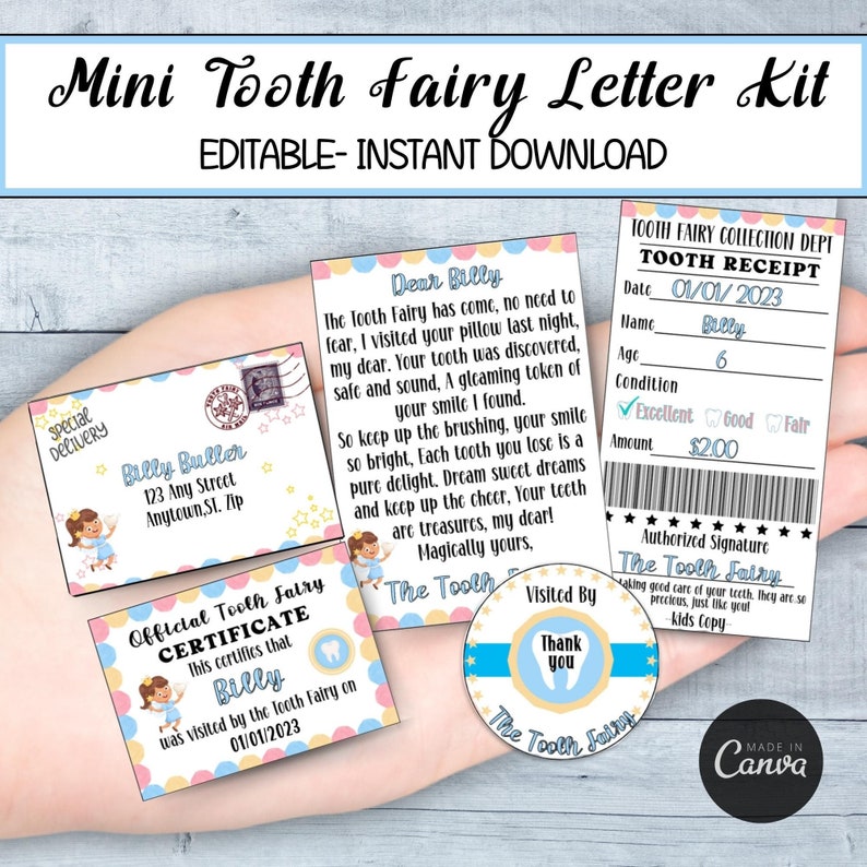 Tooth Fairy Kit Canva Template Tooth Fairy Printable Tooth - Etsy