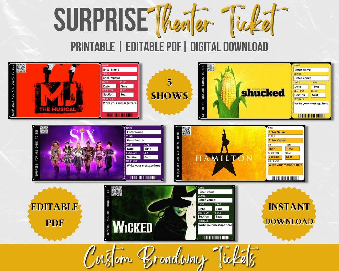 Personalized Theatre Ticket | Event Ticket | Surprise Voucher | Musical ...