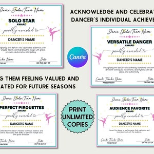 Dance Team Awards: Editable Certificate Templates (canva) - Etsy