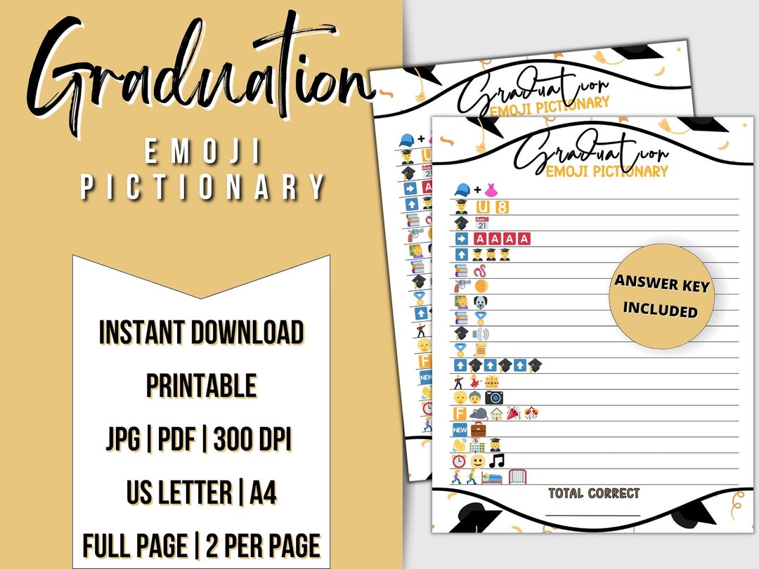 Emoji Pictionary Grad Party Printable Games, Graduation Party Emoji ...