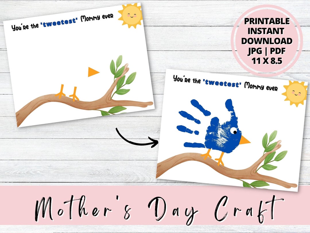 Mothers Day Handprint Craft Printable Card, Mothers Day Keepsake ...