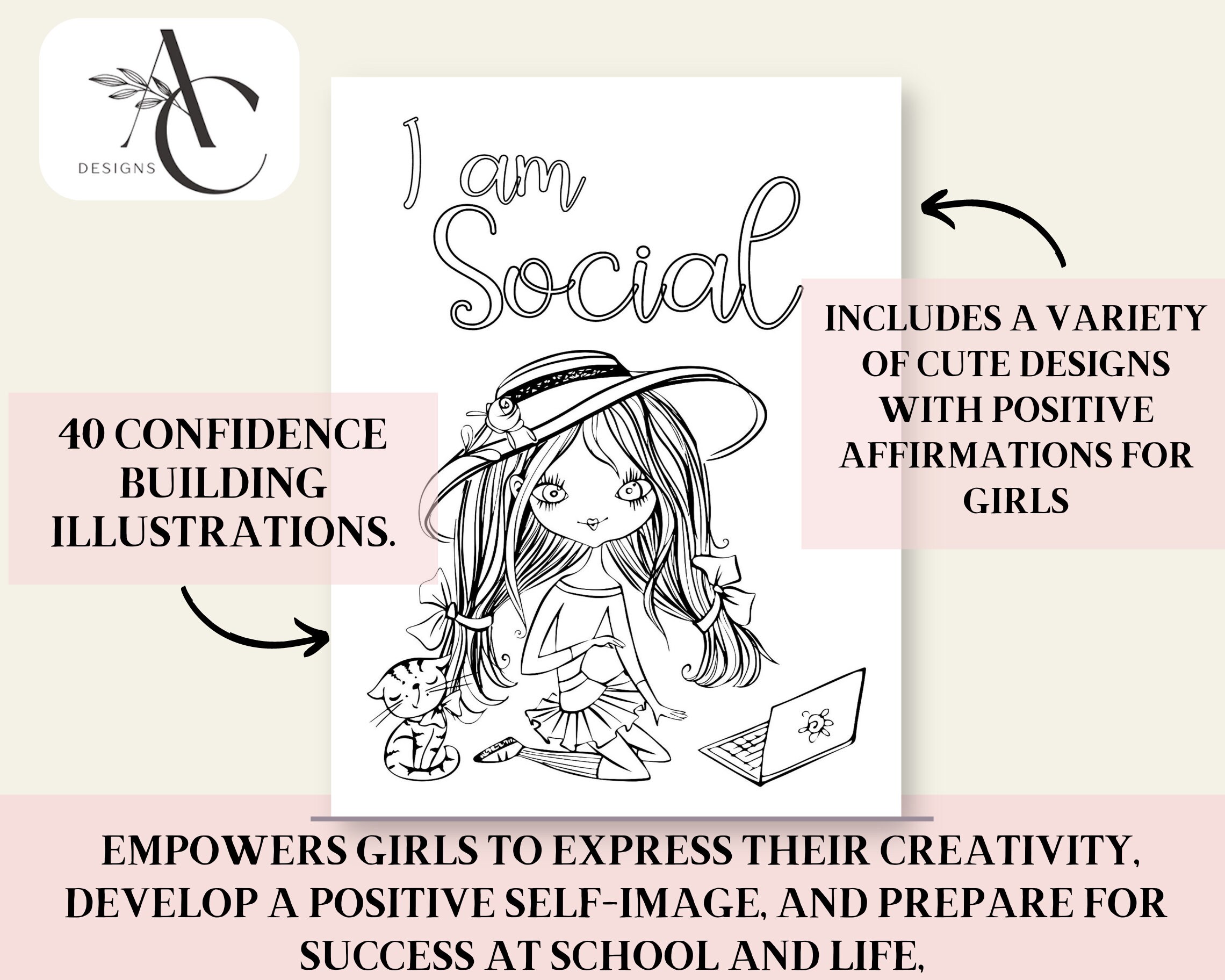 Kids Affirmations Coloring Book PDF, Positive Quotes Girl Coloring Book ...