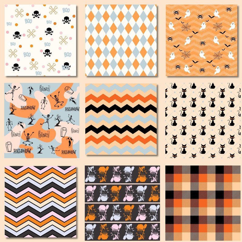 Pastel Halloween Digital Paper Pack, Seamless Patterns (PDF) - Etsy