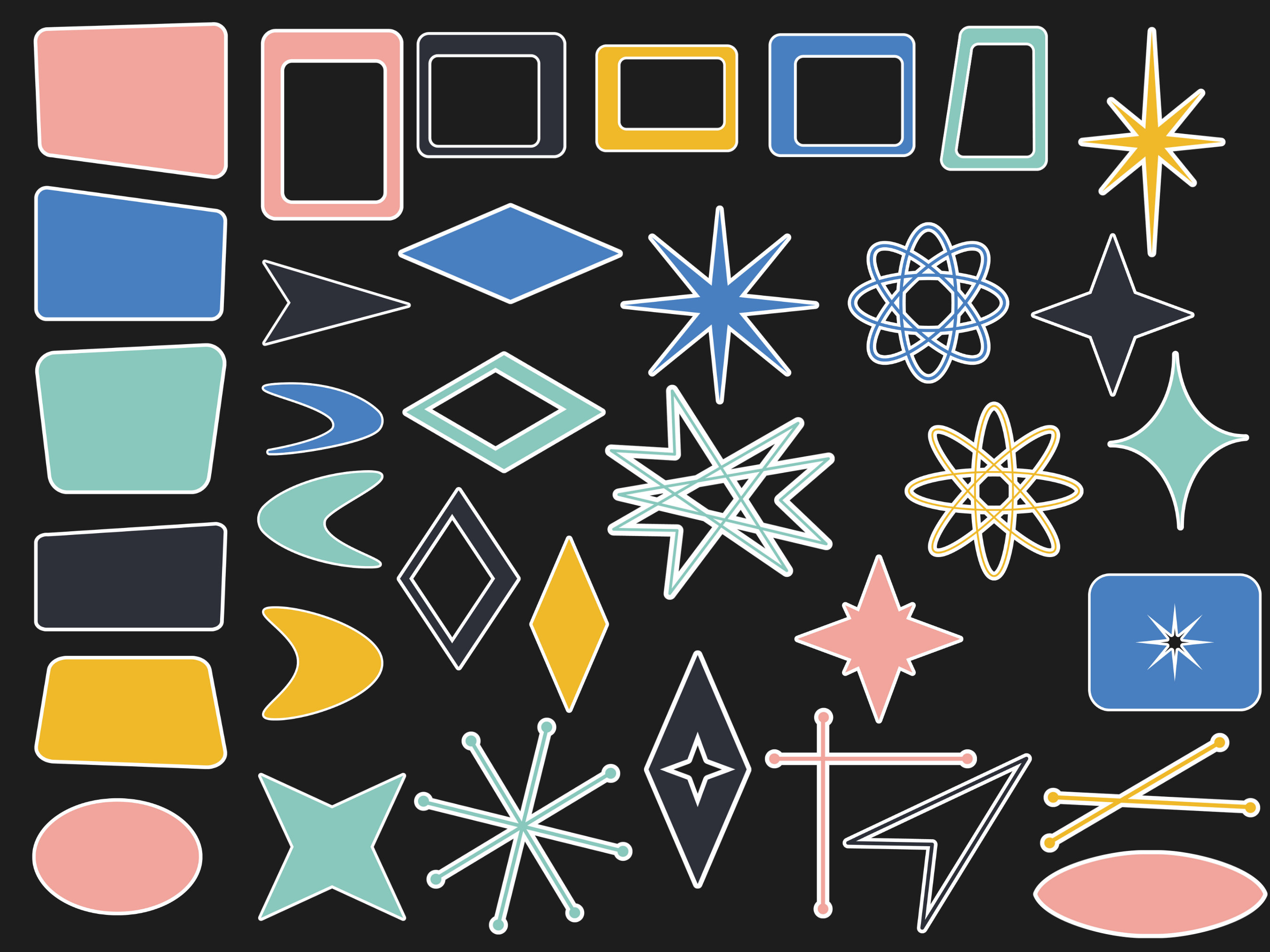 Printable Mid Century Modern Stickers for Planner & Crafts, Retro ...