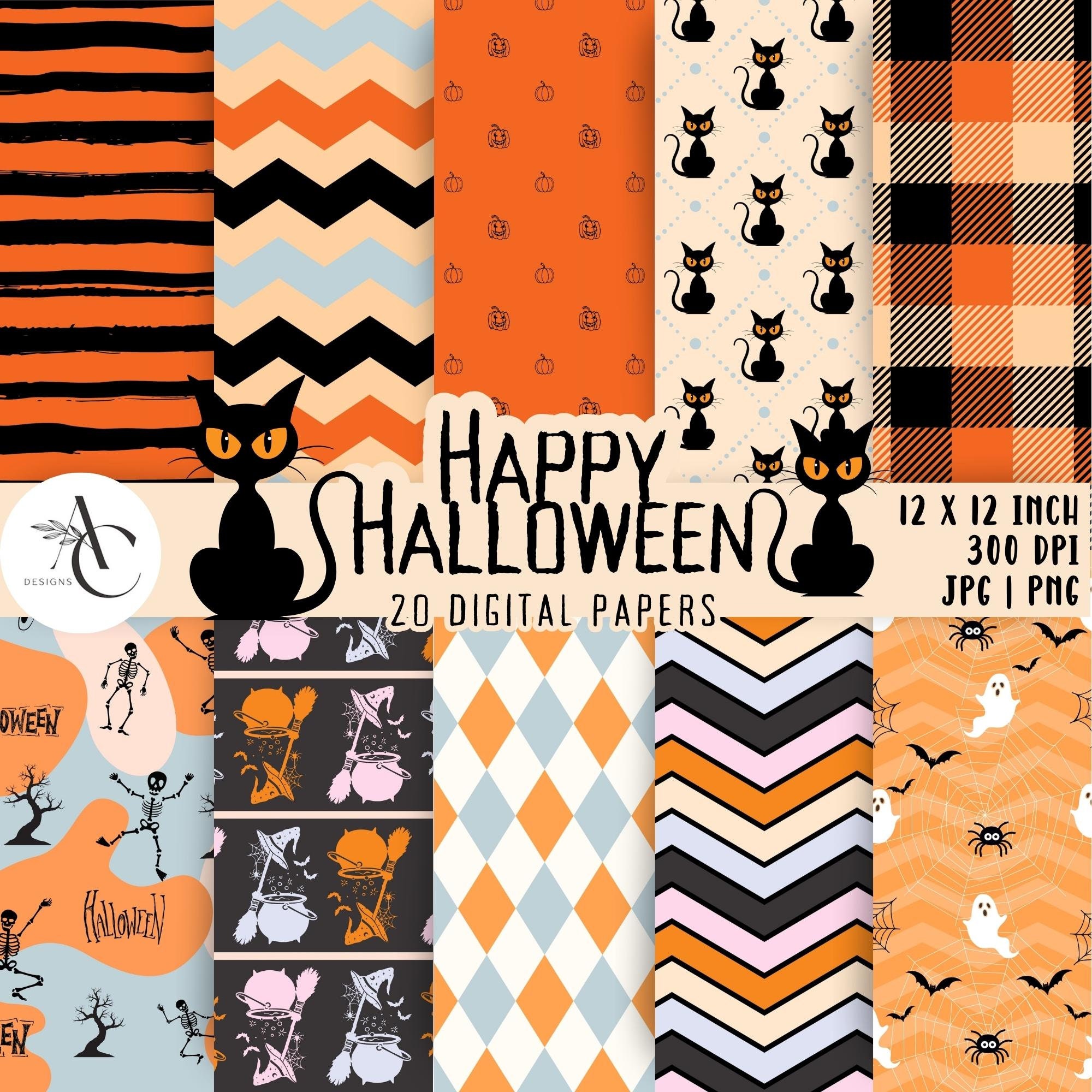 Pastel Halloween Digital Paper Pack, Seamless Patterns (PDF) - Etsy