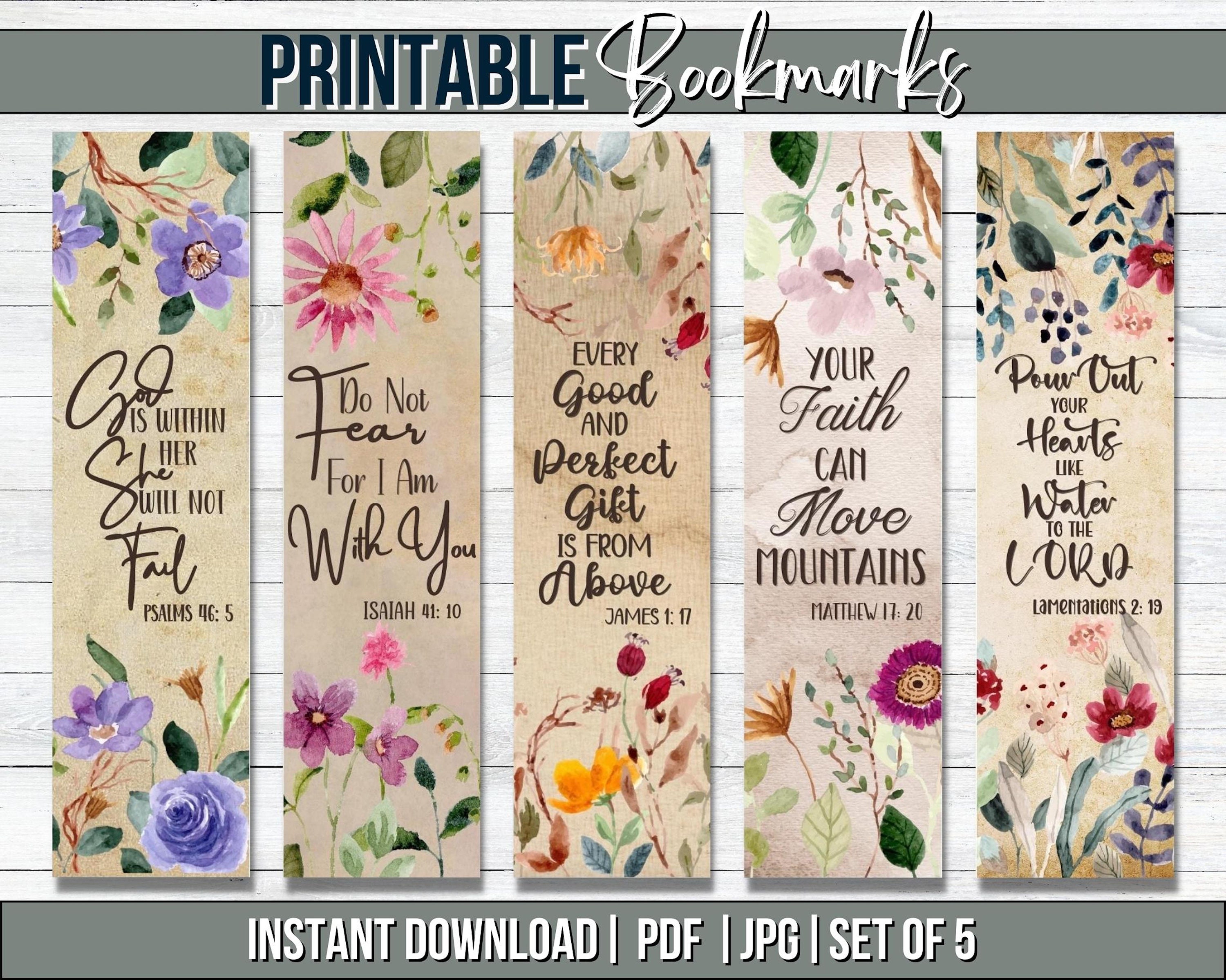 Bible Verse Printable Bookmarks, Bible Bookmark Set, Custom Bookmark ...