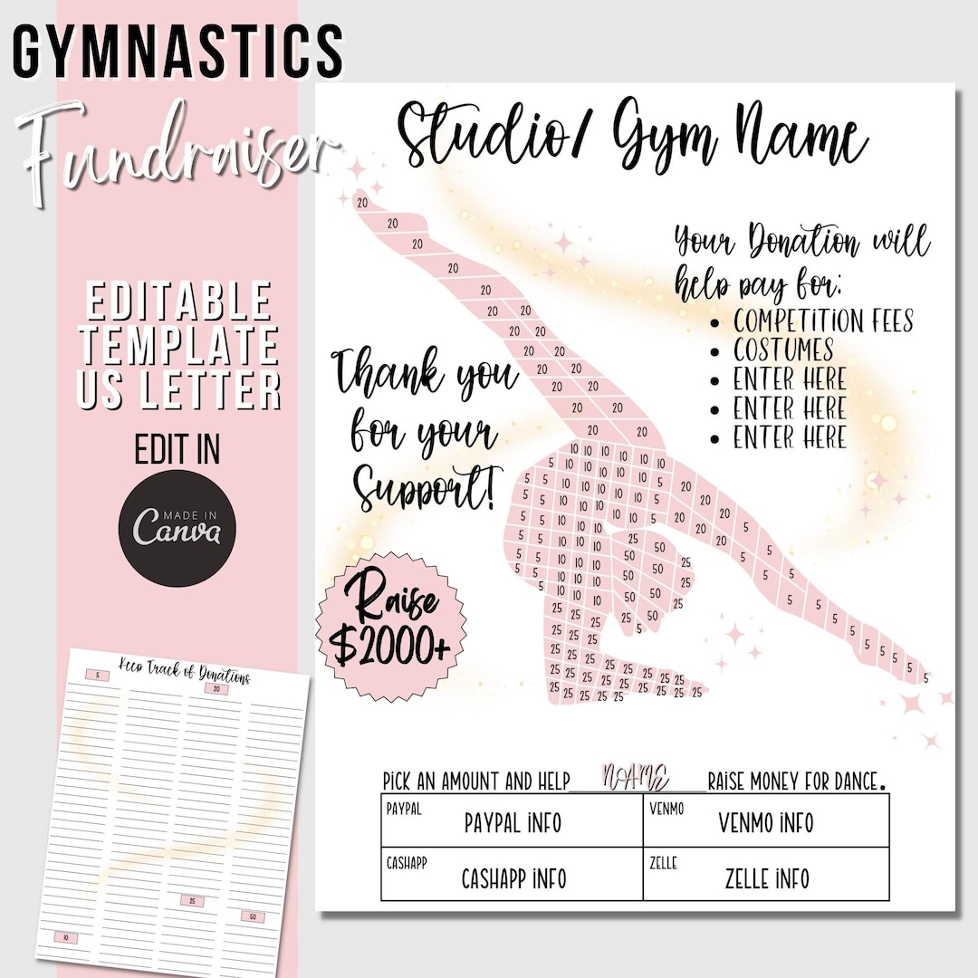Gymnastics Fundraiser Editable Canva Template, Gymnastics Team ...