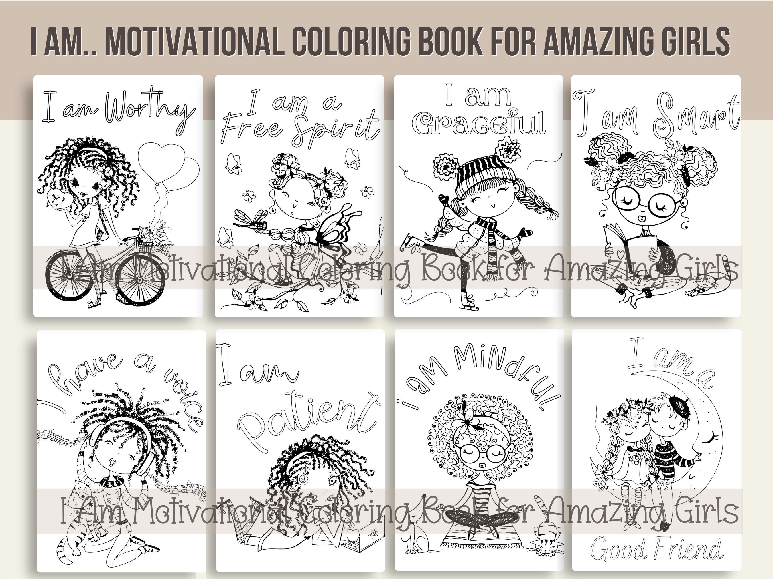 Kids Affirmations Coloring Book PDF, Positive Quotes Girl Coloring Book ...