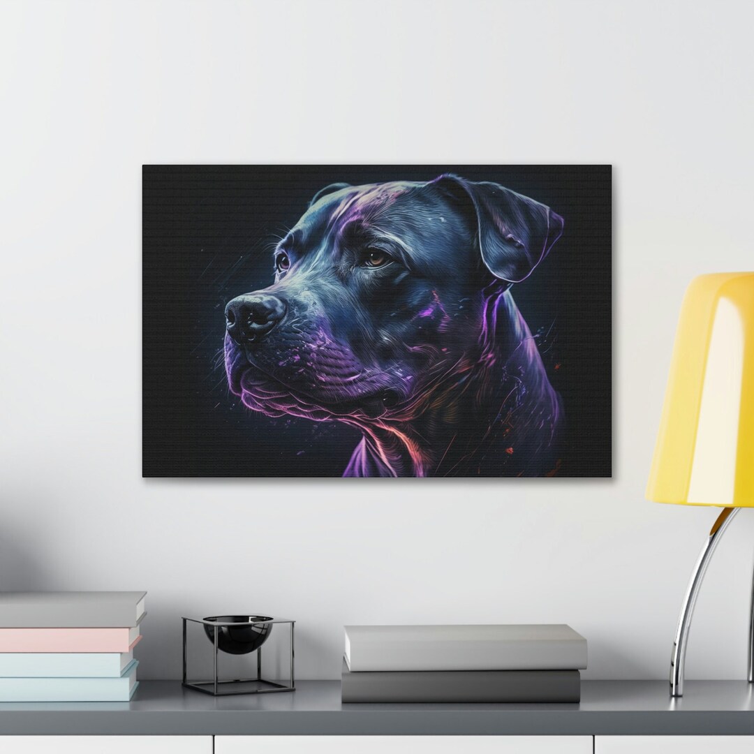 Neon Portrait of My Pitbull. Color Blast. Custom Dog Portrait. - Etsy