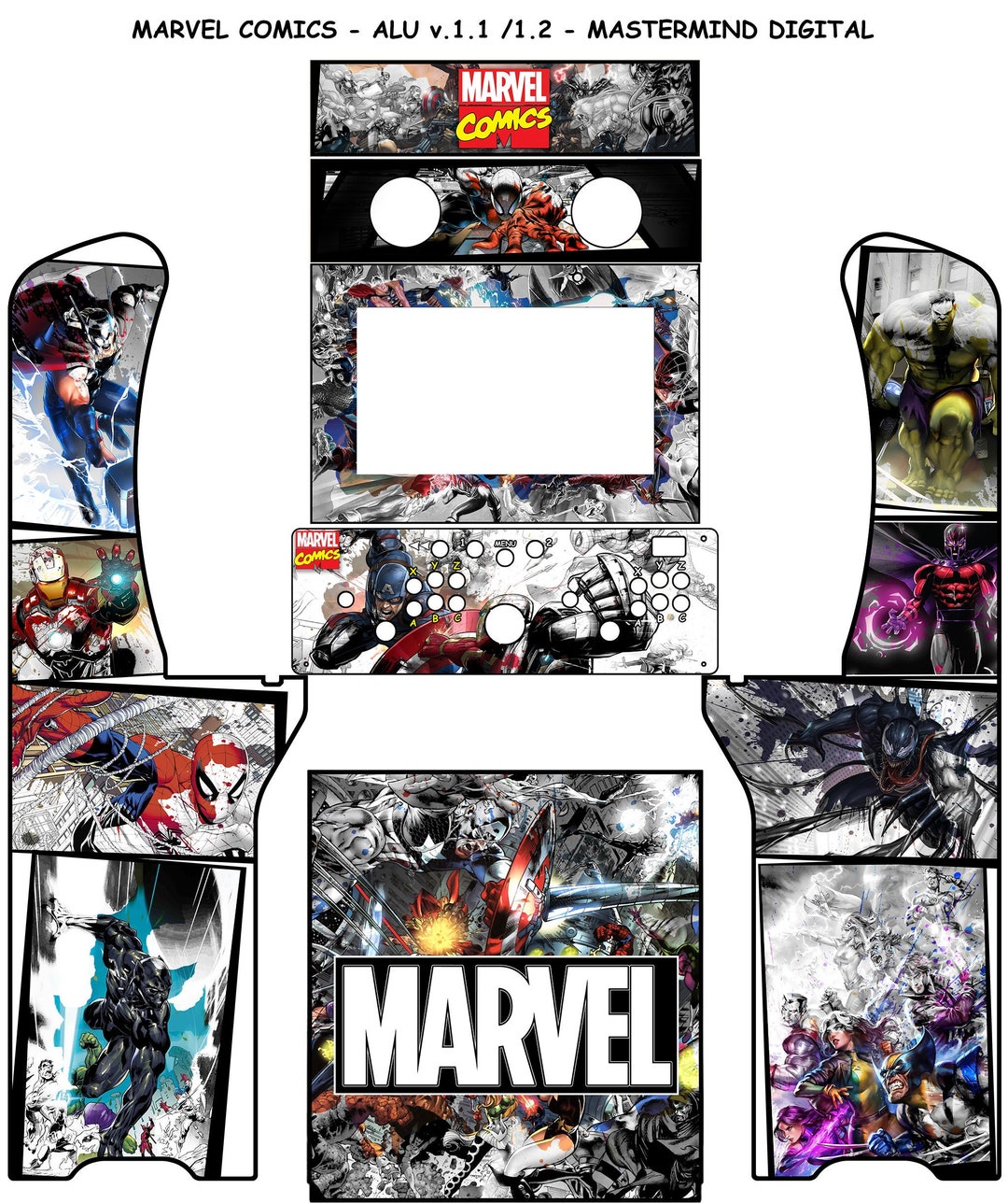 Marvel Comics Arcade Cabinet Graphics for ALU 1.1 FX Version Digital ...