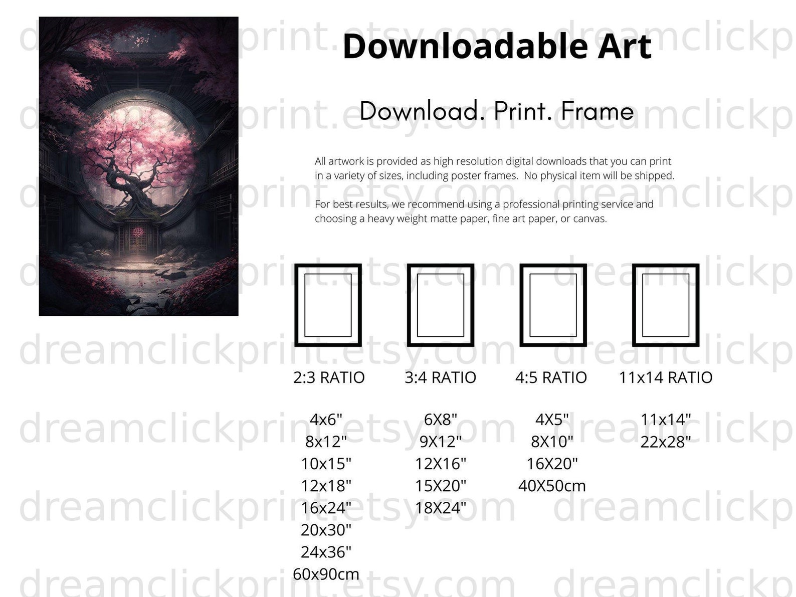 PRINTABLE Landscape Art | Japanese Cherry Blossom | Scenic | Fantasy ...