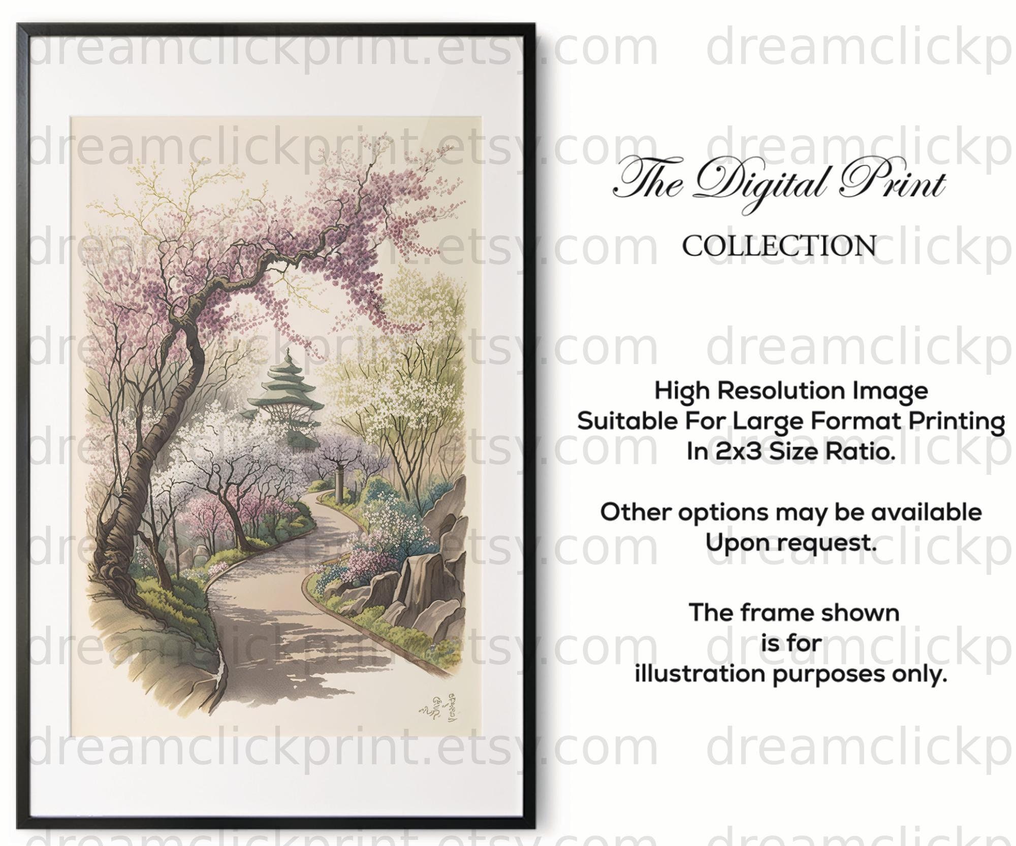 PRINTABLE Landscape Art Japanese Cherry Blossom Scenic - Etsy