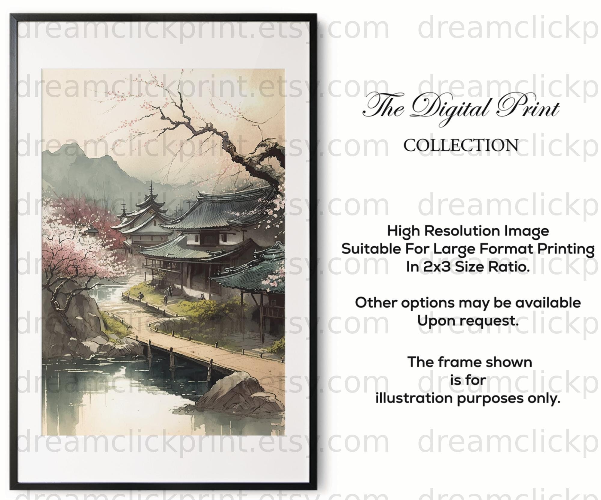 PRINTABLE Landscape Art Japanese Cherry Blossom Scenic Fantasy Art ...
