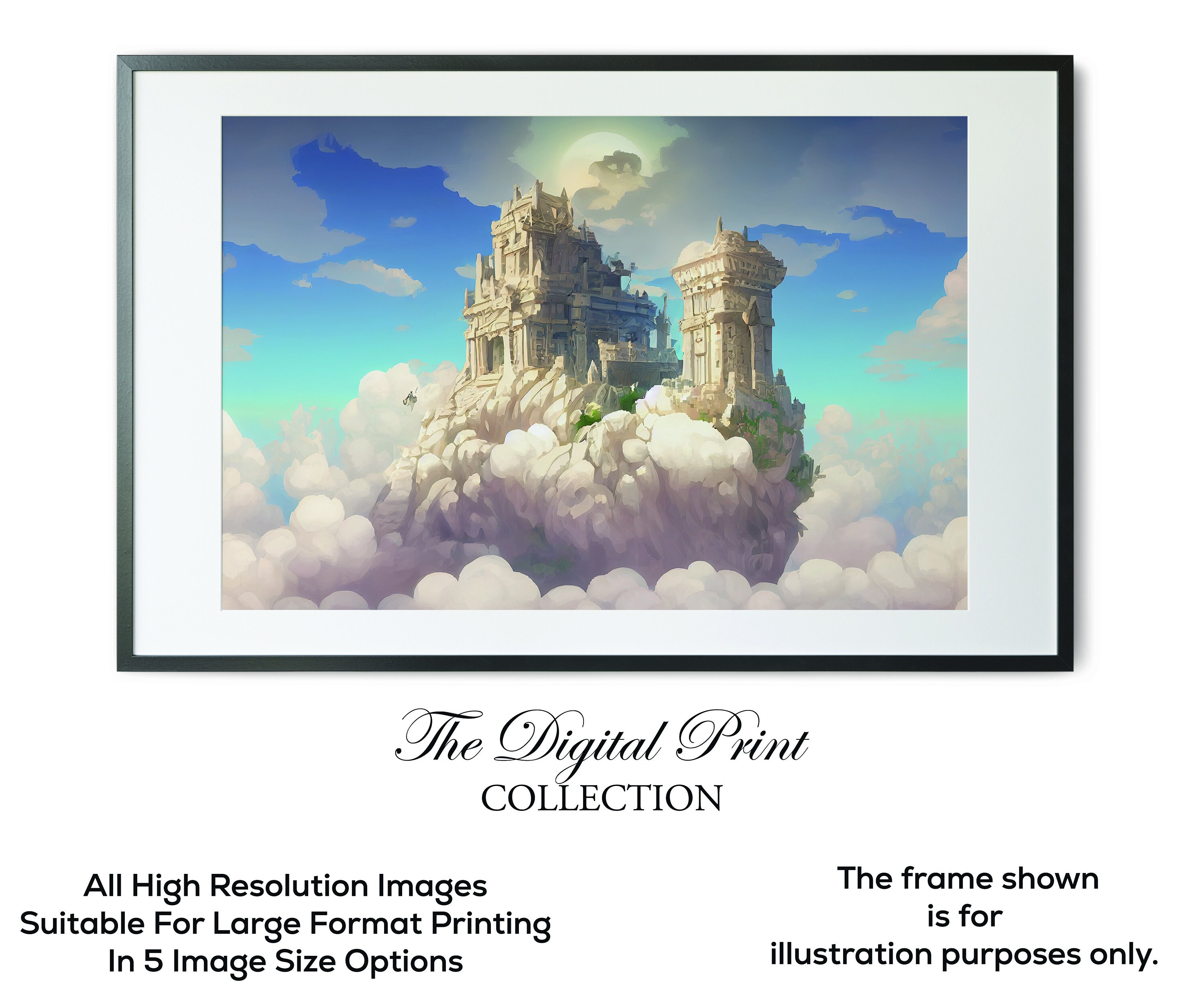 PRINTABLE Landscape Art | Fantasy | Castle in the Clouds | Digital ...