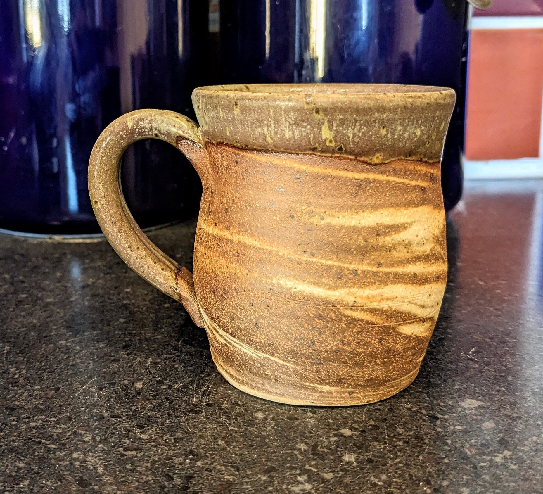 Handmade Swirly Turquoise Coffee Mug, Small Ceramic Cup, Rustic Wheel ...