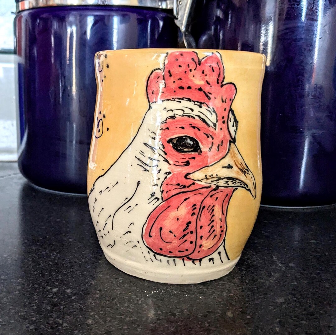 Chicken Coffee Cup, Chicken Mug, Bird Cup, Hand Painted Cup, Farm Cup ...