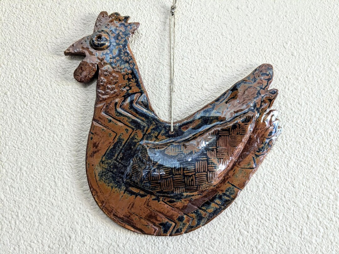 Ceramic Chicken Tile, Chicken Tile, Brown Ceramic Chicken, Ceramic Wall ...