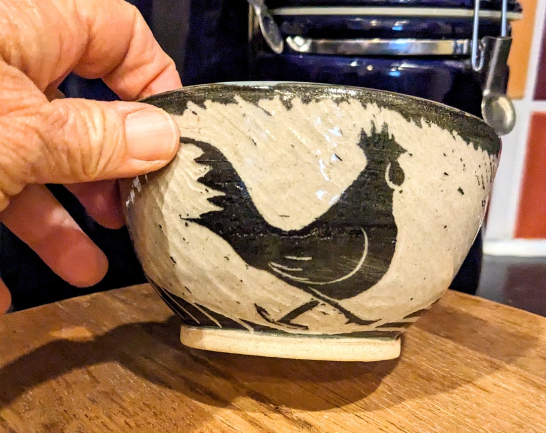 Chicken Sgraffito Turquoise Pottery Bowl, Ceramic, Hand Thrown ...