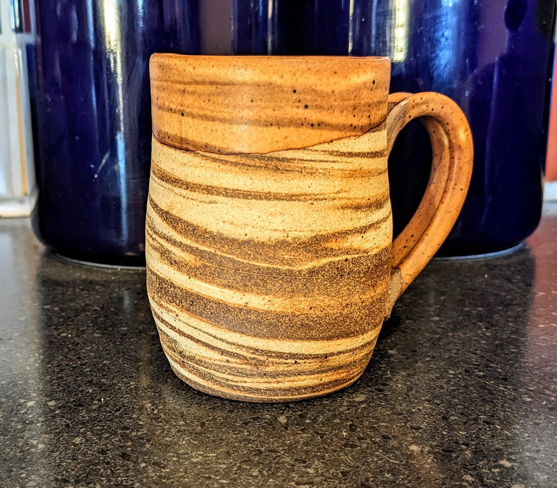 Handmade Swirly Orange Mug, Ceramic Coffee Cup, Rustic Wheel Thrown Tea ...
