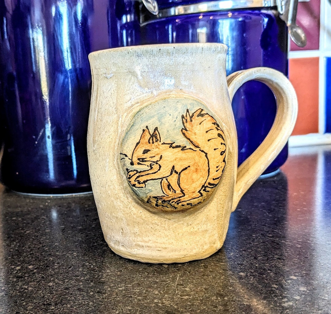 White Squirrel Coffee Cup, Squirrel Mug, Animal Cup, Hand Painted Cup ...