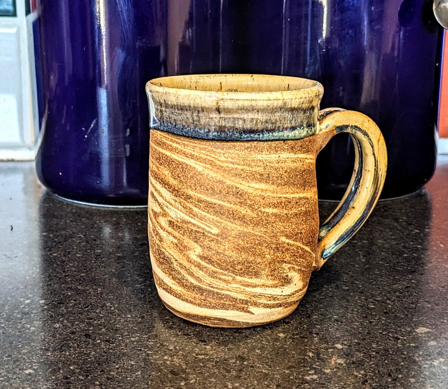 Handmade Swirly Blue Mug, Ceramic Coffee Cup, Rustic Wheel Thrown Tea ...