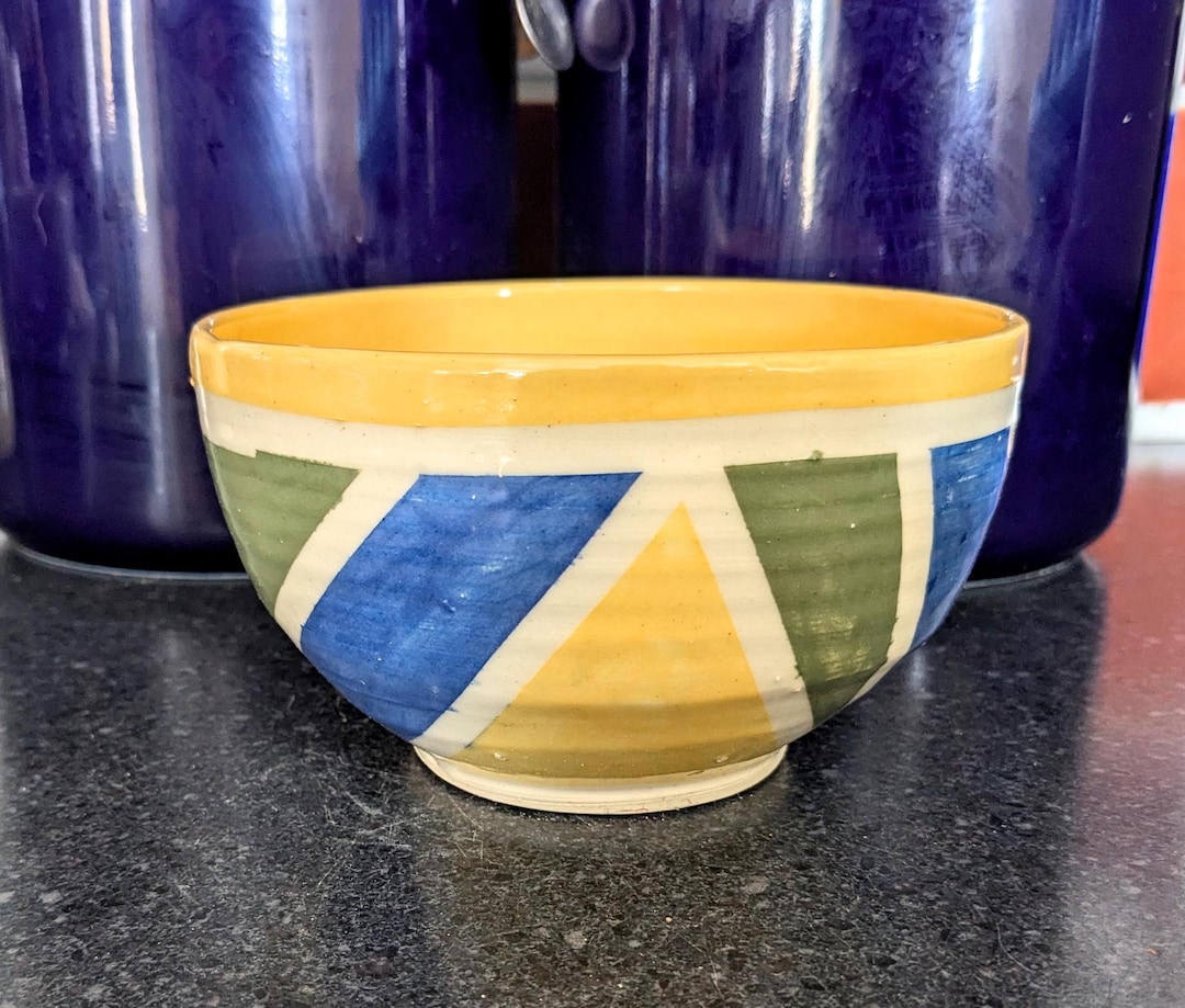 Colorful Handpainted Ceramic Ice Cream Bowl, Wheel Thrown Geometric ...