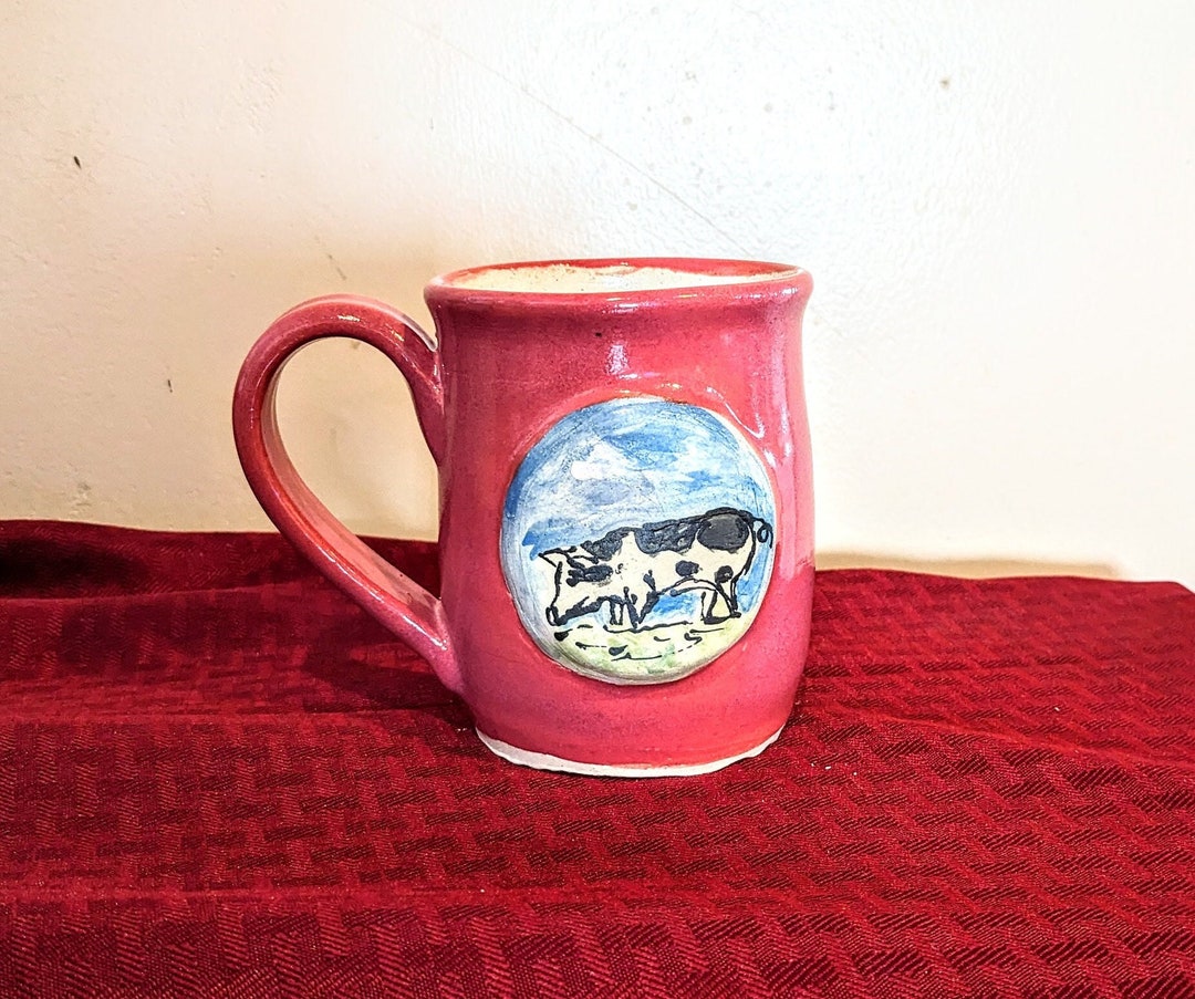 Pink Pig Coffee Cup, Pig Mug, Pink Pig Cup, Hand Painted Cup, Farm Cup ...