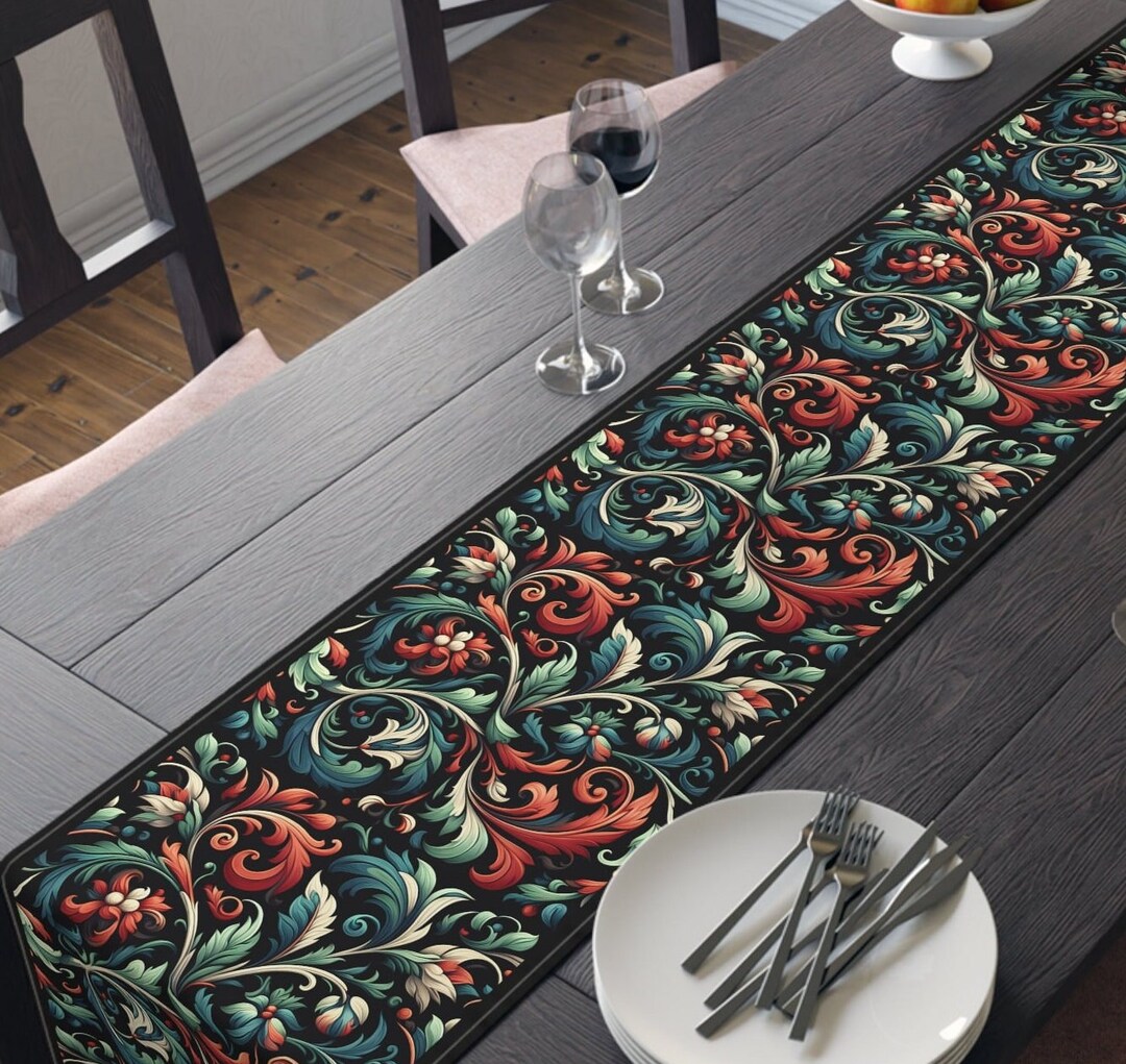 Rosemaling Table Runner Authentic Norwegian Folk Art Design Ideal Gift ...