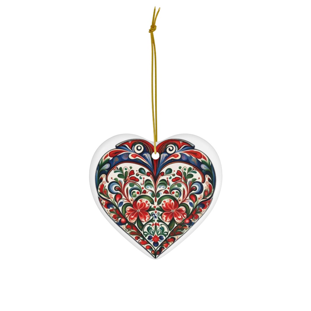 Rosemaling Heart Shaped Ceramic Ornament Unique Norwegian Folk Art ...